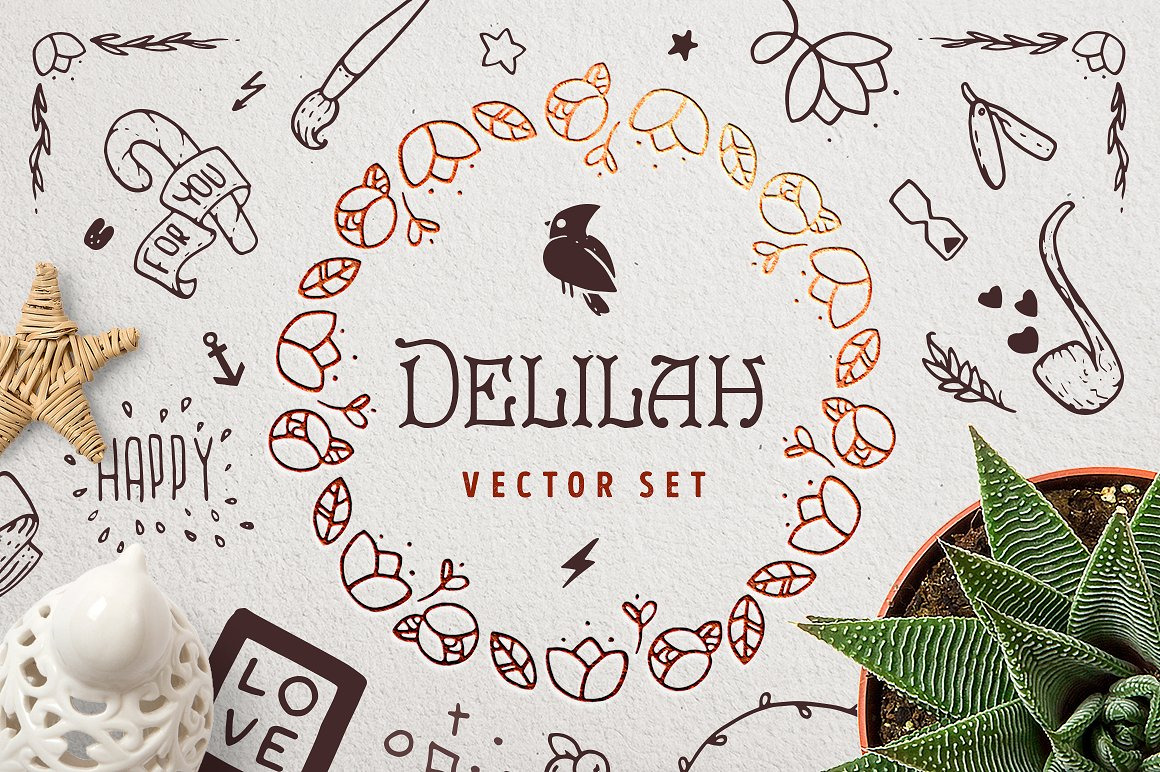 Delilah Hand-Drawn Vector Elements