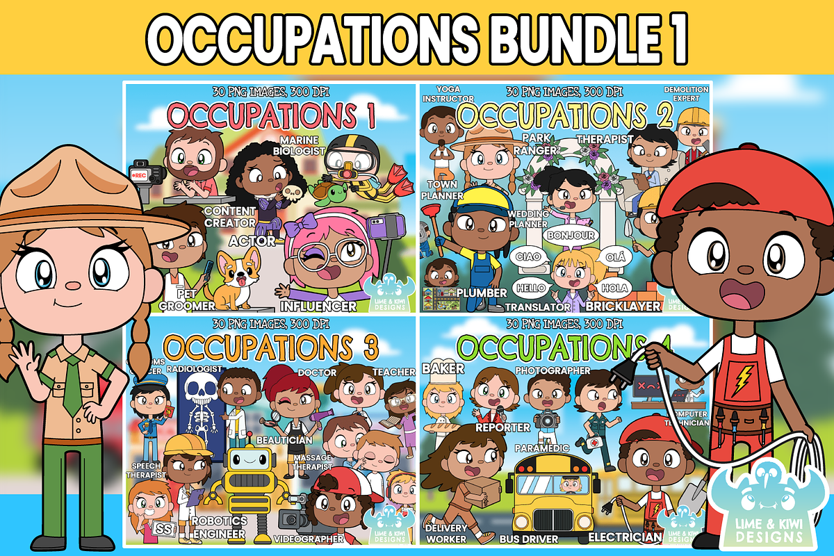 Occupations Clipart Bundle 1, a Person Illustration by Lime & Kiwi Designs