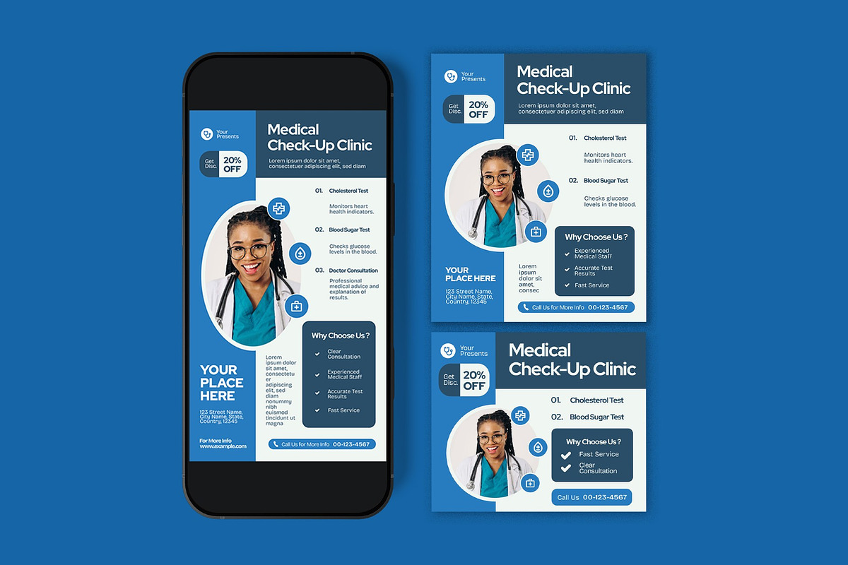 Medical Check-Up Clinic Flyer, a Flyer Template by graphicook
