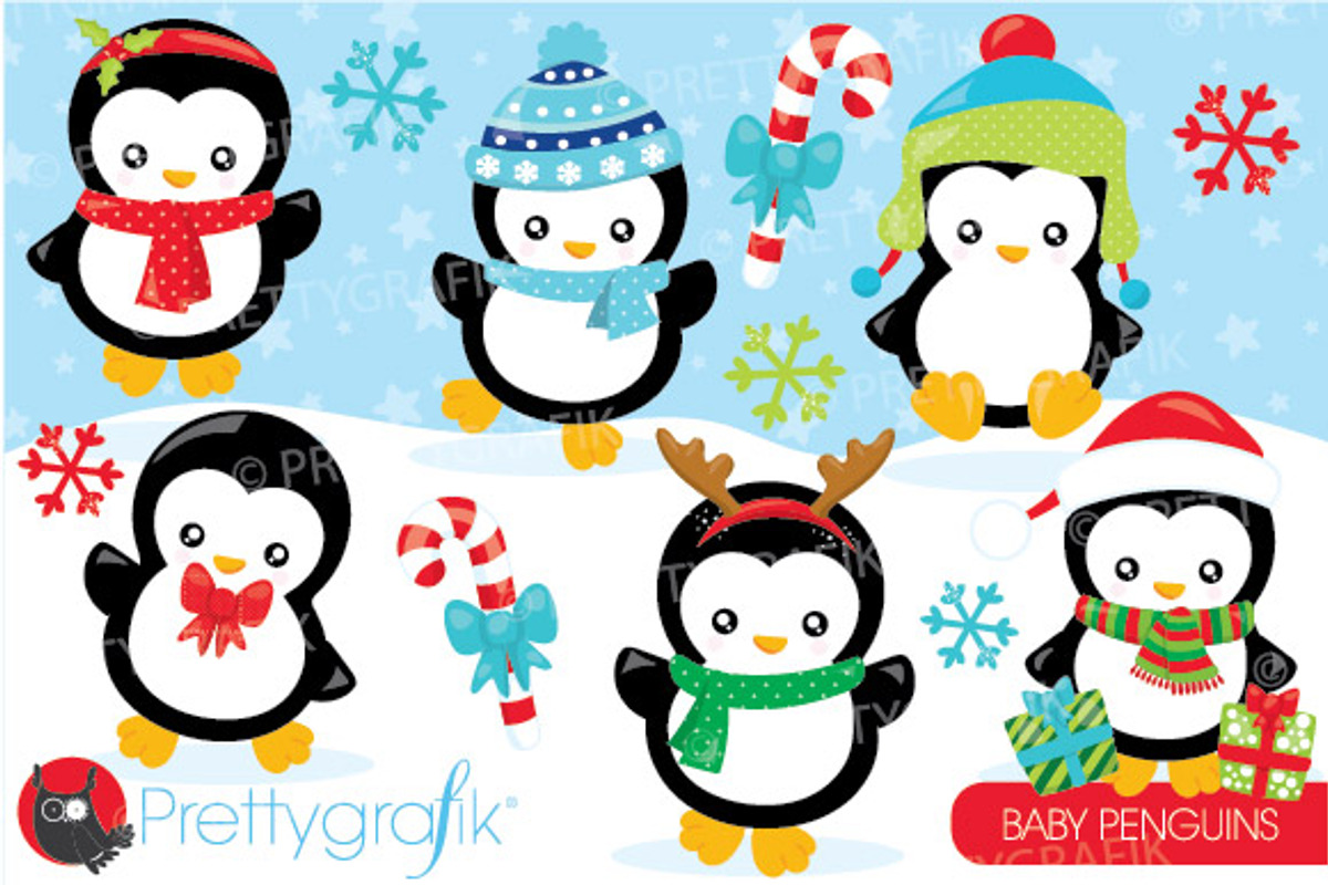 Christmas penguin clipart, an Animal Illustration by PrettyBundles ...