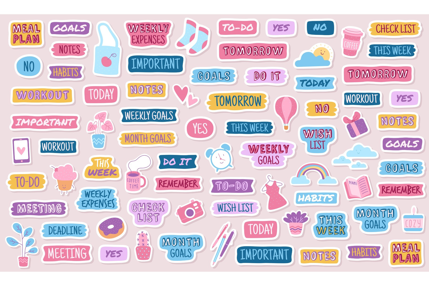 Diary stickers. Daily planner note, a Texture Graphic by YummyBuum
