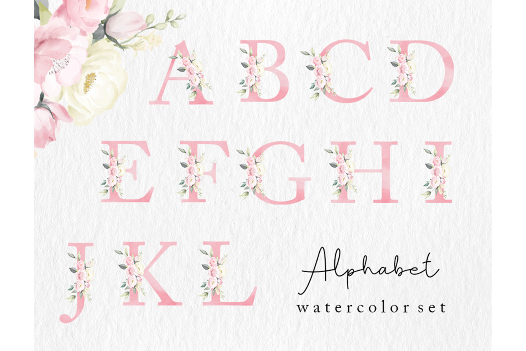 Floral Alphabet Watercolor Clipart, an Illustration by Wild Honey ...