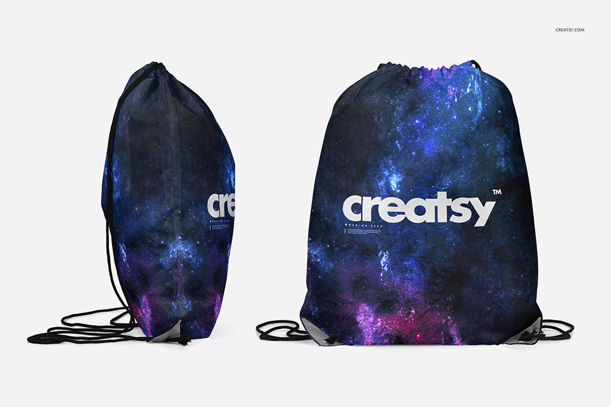Drawstring Backpack 2 Mockup Set, a Product Mockup by creatsy4