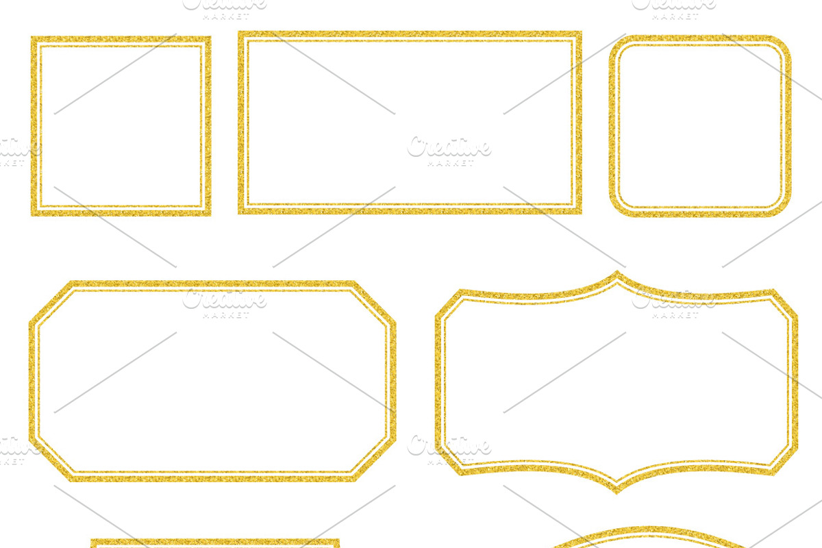 Golden glitter frames - PNG, a Graphic by Wild Rose