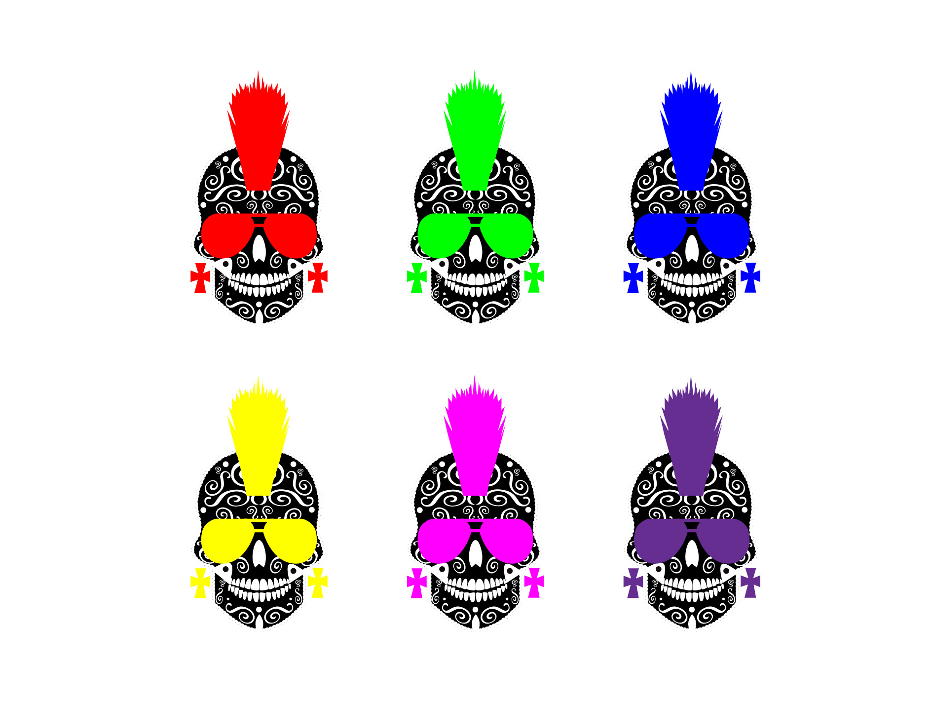 Punk skull icon set with sunglasses, a Background Graphic by ...