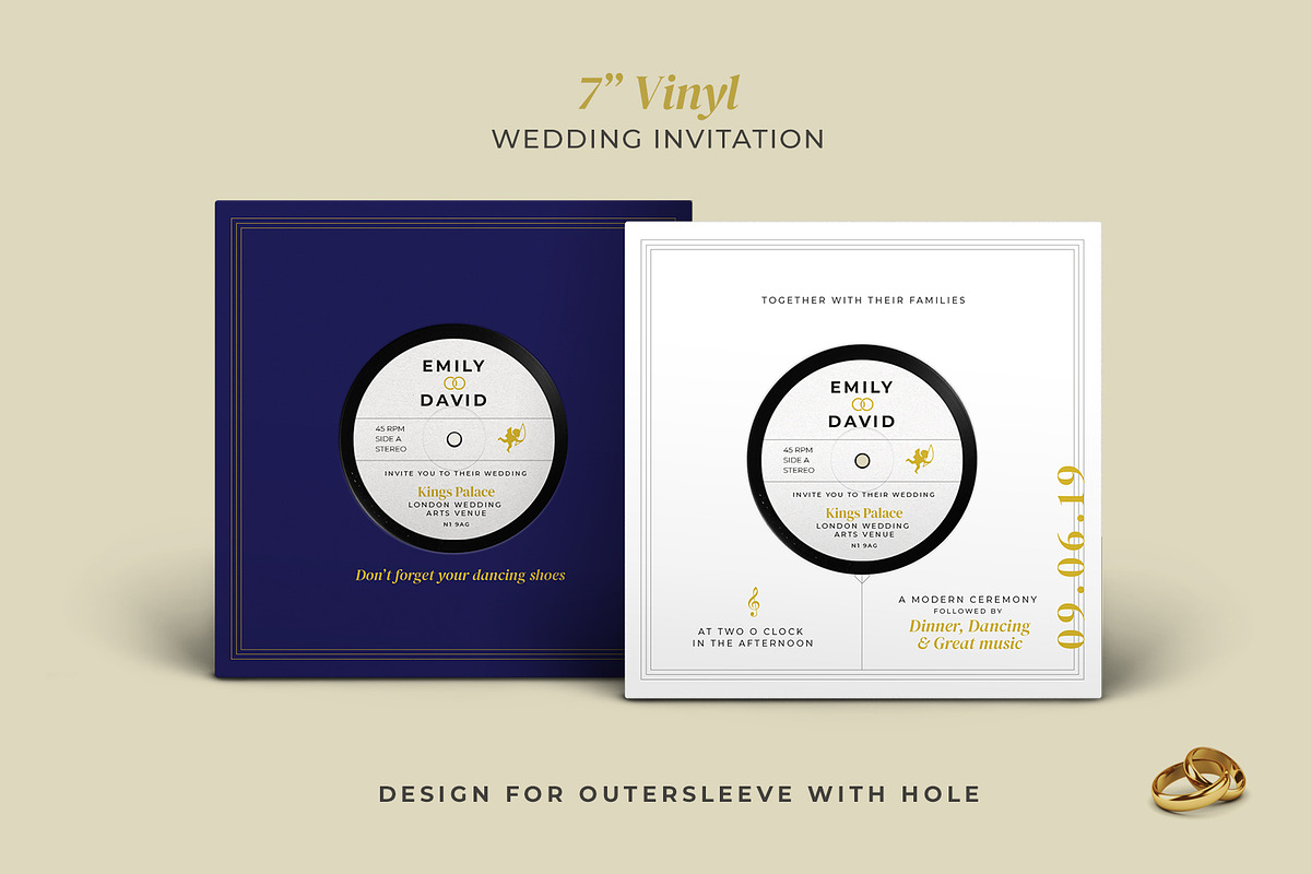 7 Vinyl Record Wedding Invitation, an Invitation Template by Late Night ...