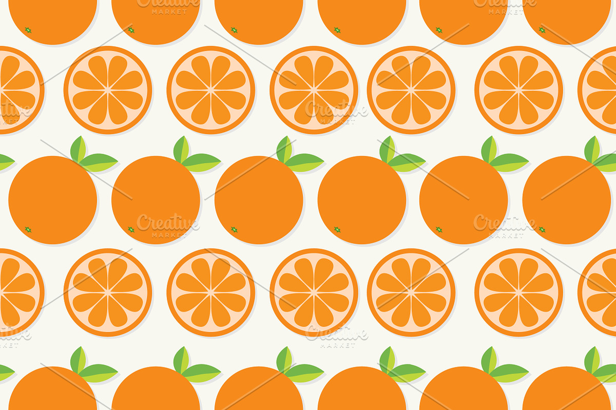 Orange fruit pattern set, a Decorative Illustration by Worldofvector