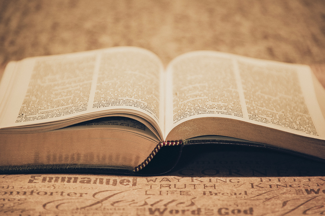 Open Bible close up photograph, a Photo by Javier Art Photography