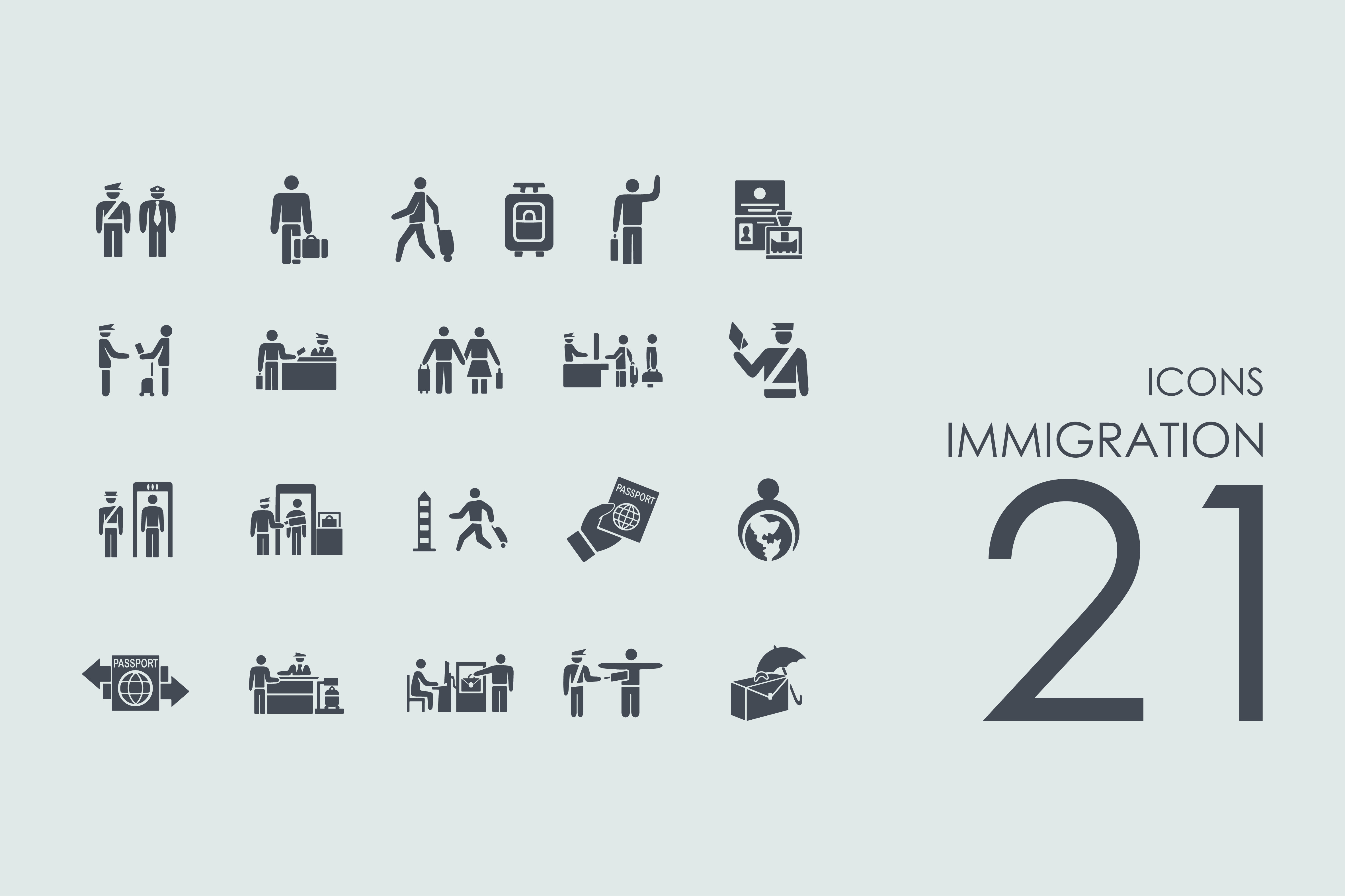 21 Immigration icons, an Icon by Palau