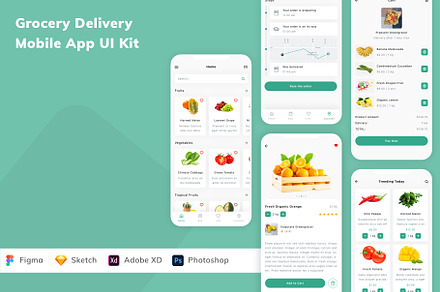 Grocery Store Mobile App UI Kit | UI Kits and Libraries ~ Creative Market