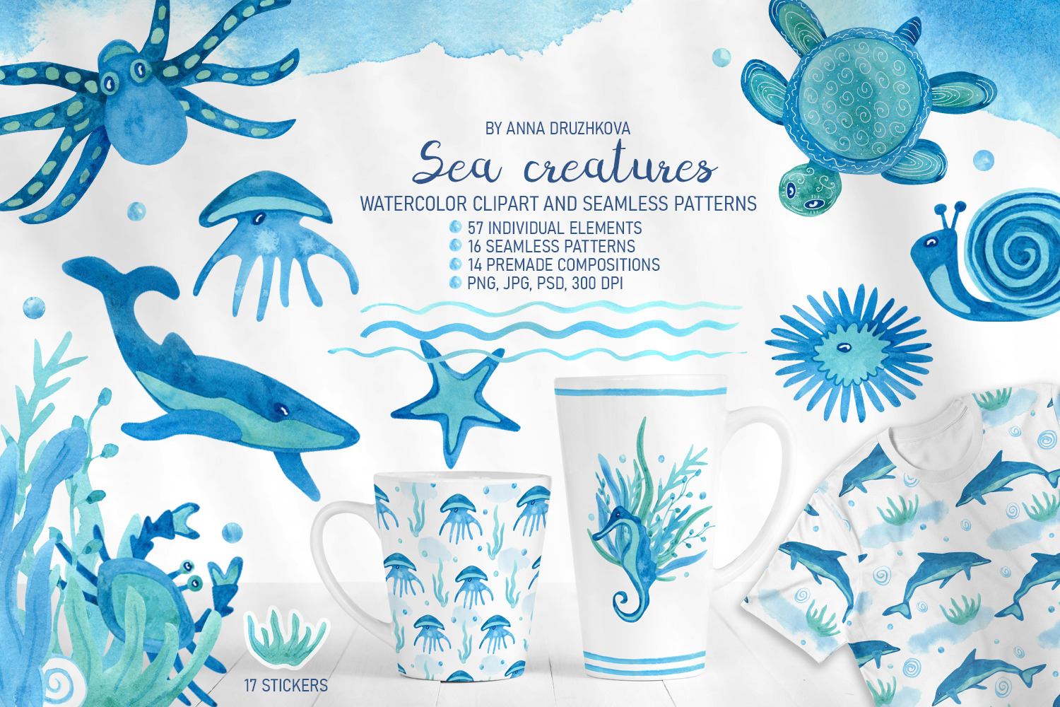 Sea Creatures Watercolor Collection