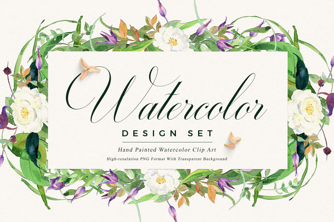 Watercolor Flower & Leaf Clip Art | Illustrations ~ Creative Market