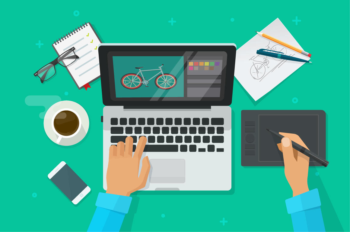 Designer Working on Laptop Vector, a Person Illustration by vladwel