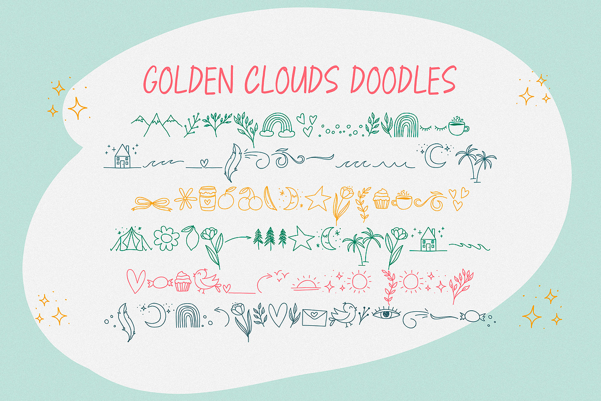 Golden Clouds Font Duo & Doodles, a Script Font by Anastasia Cooper