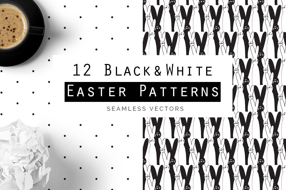 Easter Patterns in Black & White, a Pattern Graphic by Youandigraphics