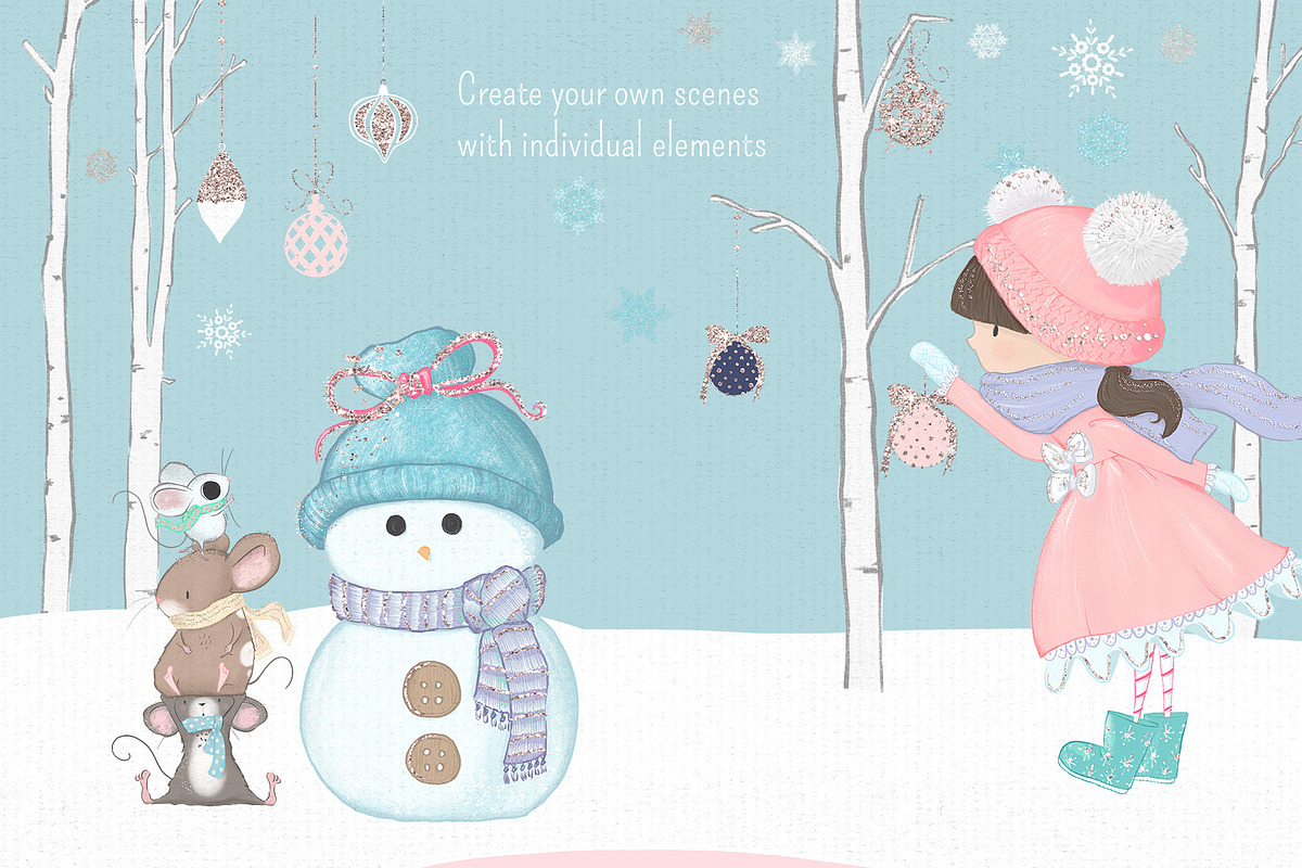 Cute Winter Whimsy Clipart, an Illustration by Pretty Little Lines