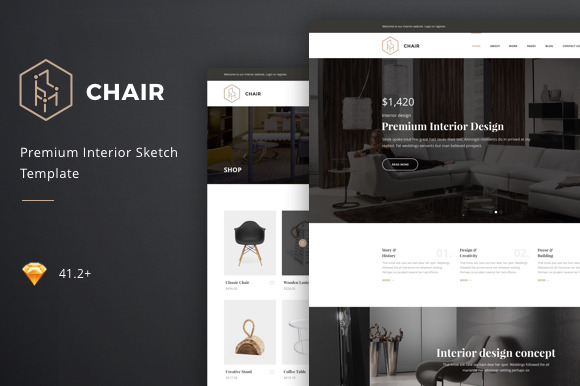 Chair – Interior Sketch Template, a Templates & Theme by Unidack Design
