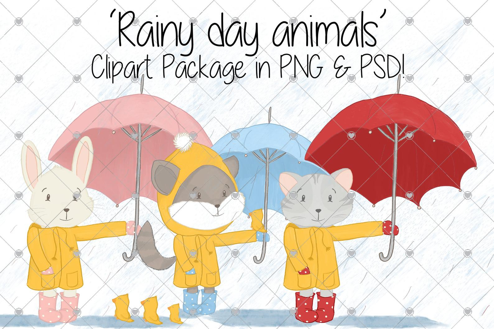 Animal Clipart, Rain Clipart, Cat,, an Animal Illustration by ...