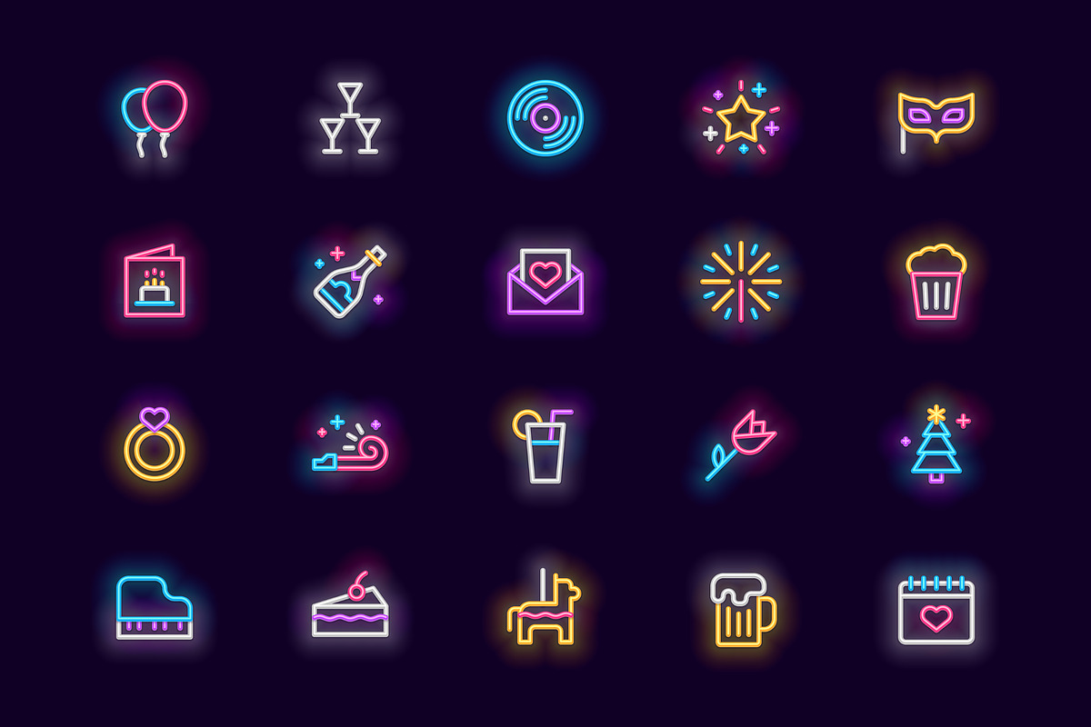 Party - Neon Icons, an Icon by RudenkoArts | Creative Market