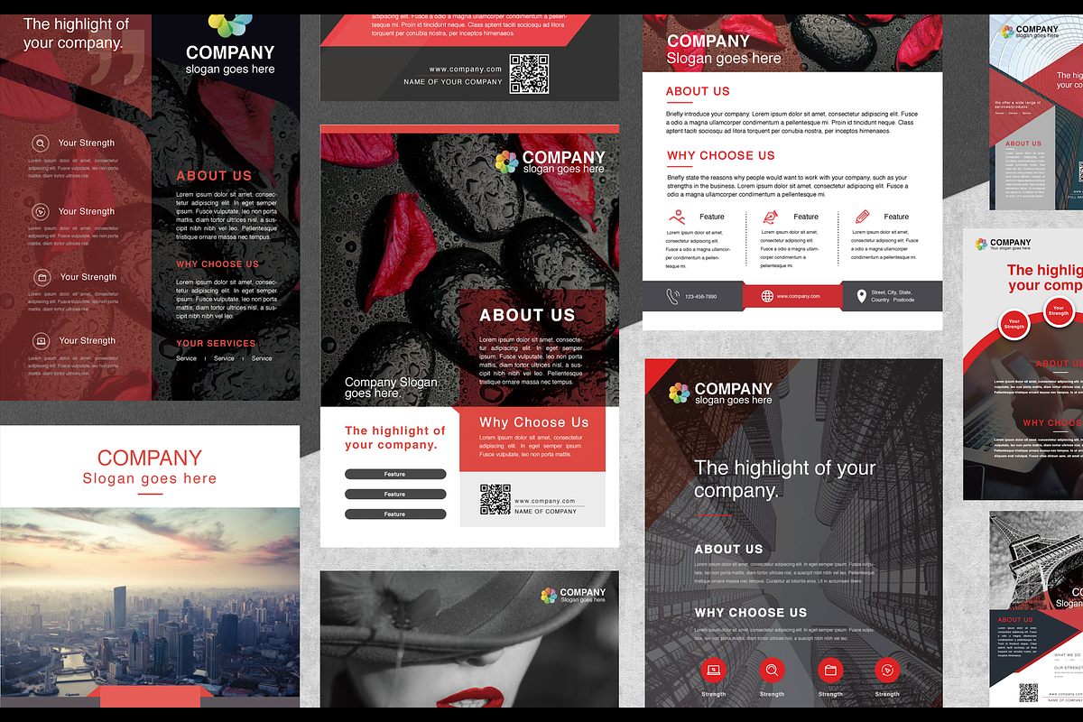 Bundle of 10 Red-Themed Flyers, a Flyer Template by The Necessities