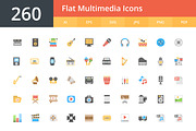 260 Flat Multimedia Icons | Icons ~ Creative Market