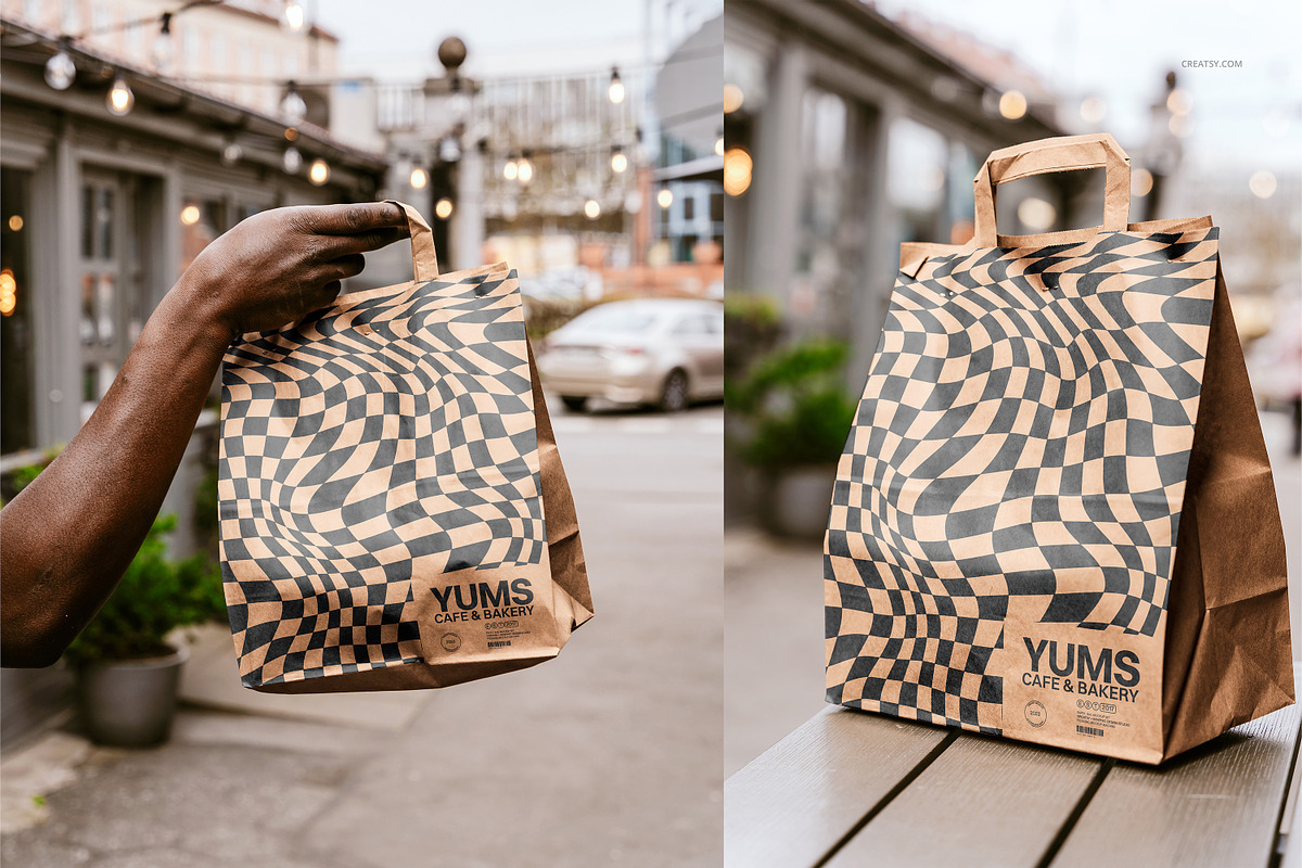 Paper Bag Mockup Set (outdoor), a Packaging Mockup by creatsy5