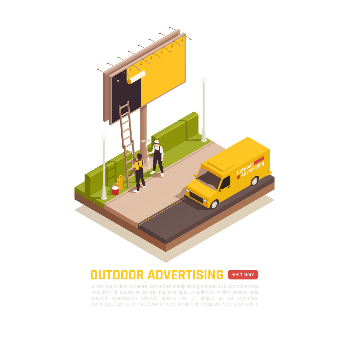 Outdoor advertisement background, a Decorative Illustration by Macrovector