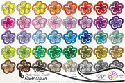 Multi-Color Doodle Flower Clip art, an Illustration by InkBite Designs