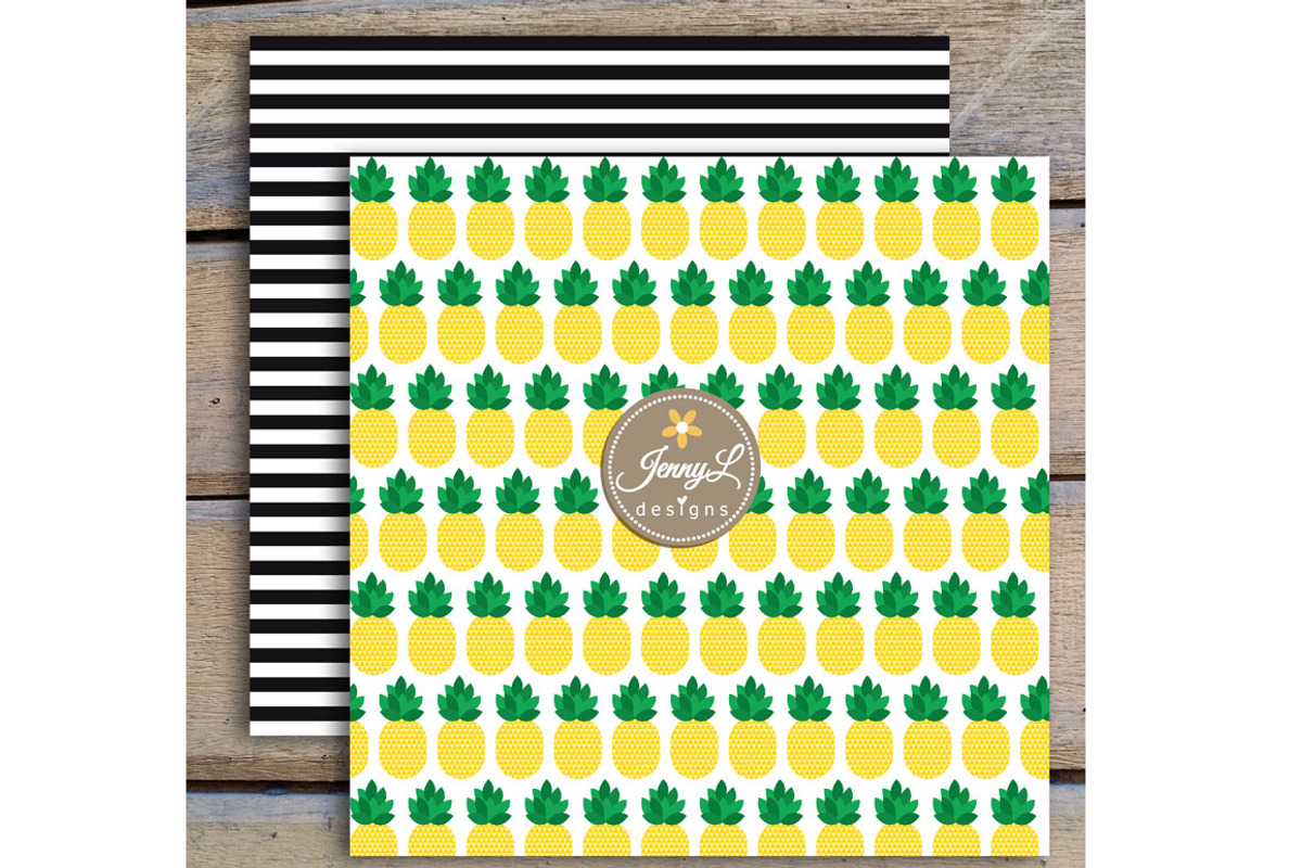 Pineapple digital Papers & clipart, a Pattern Graphic by JennyL Designs