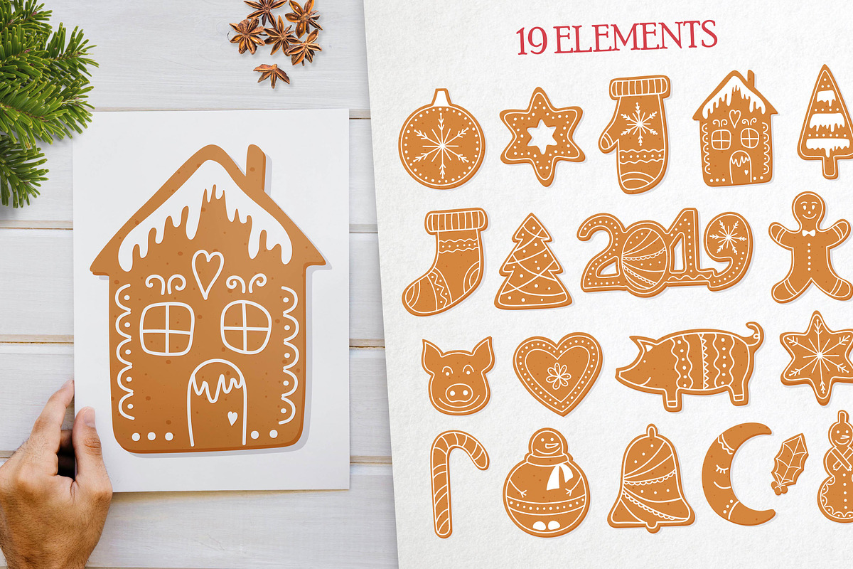 Gingerbread Christmas color SVG font, a Symbol Font by Alisovna