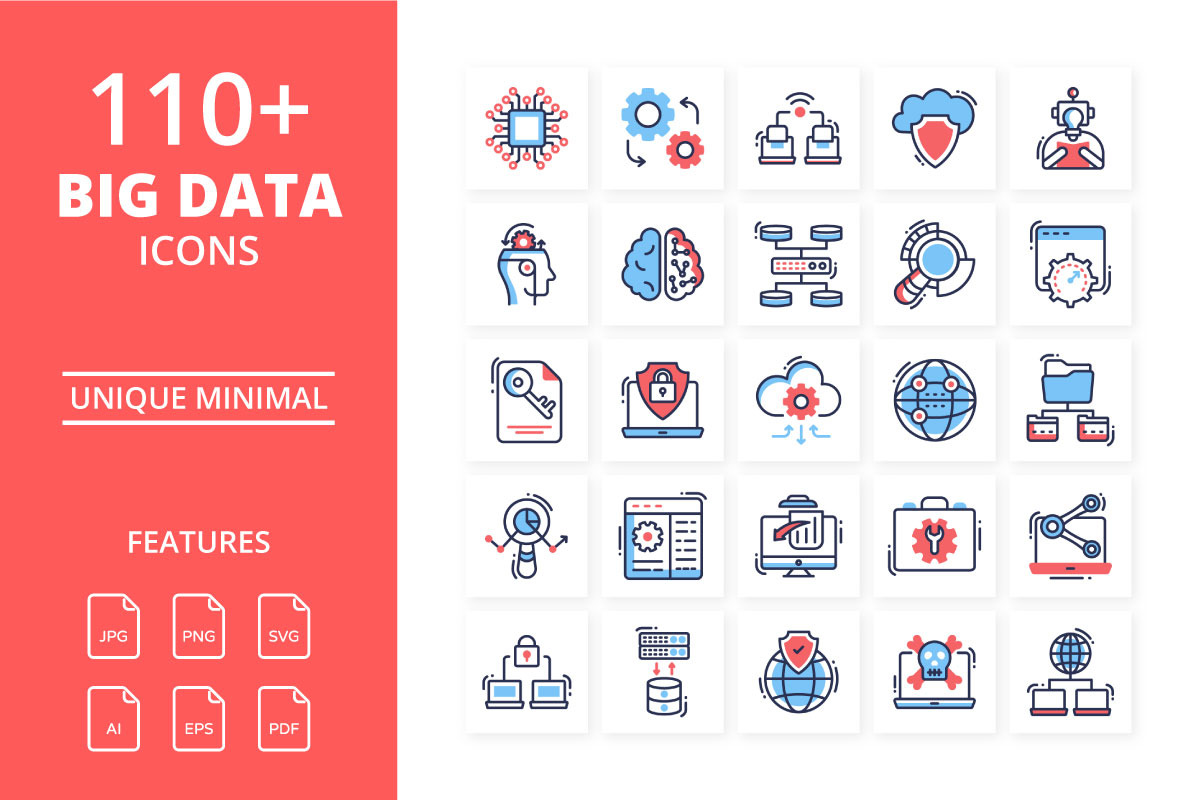 Big Data Minimal Color Icons, an Outline Icon by vectorstank