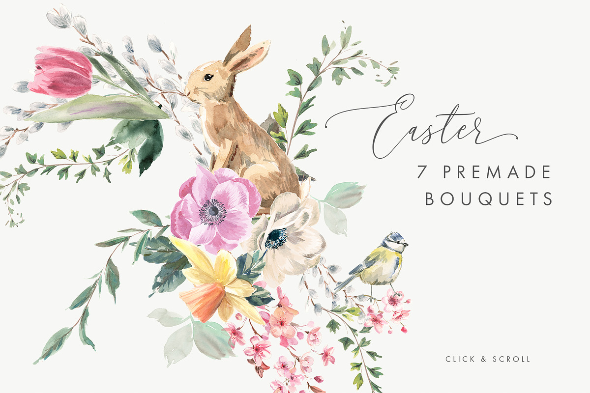 Easter Flower Clipart, a Decorative Illustration by Twigs and Twine