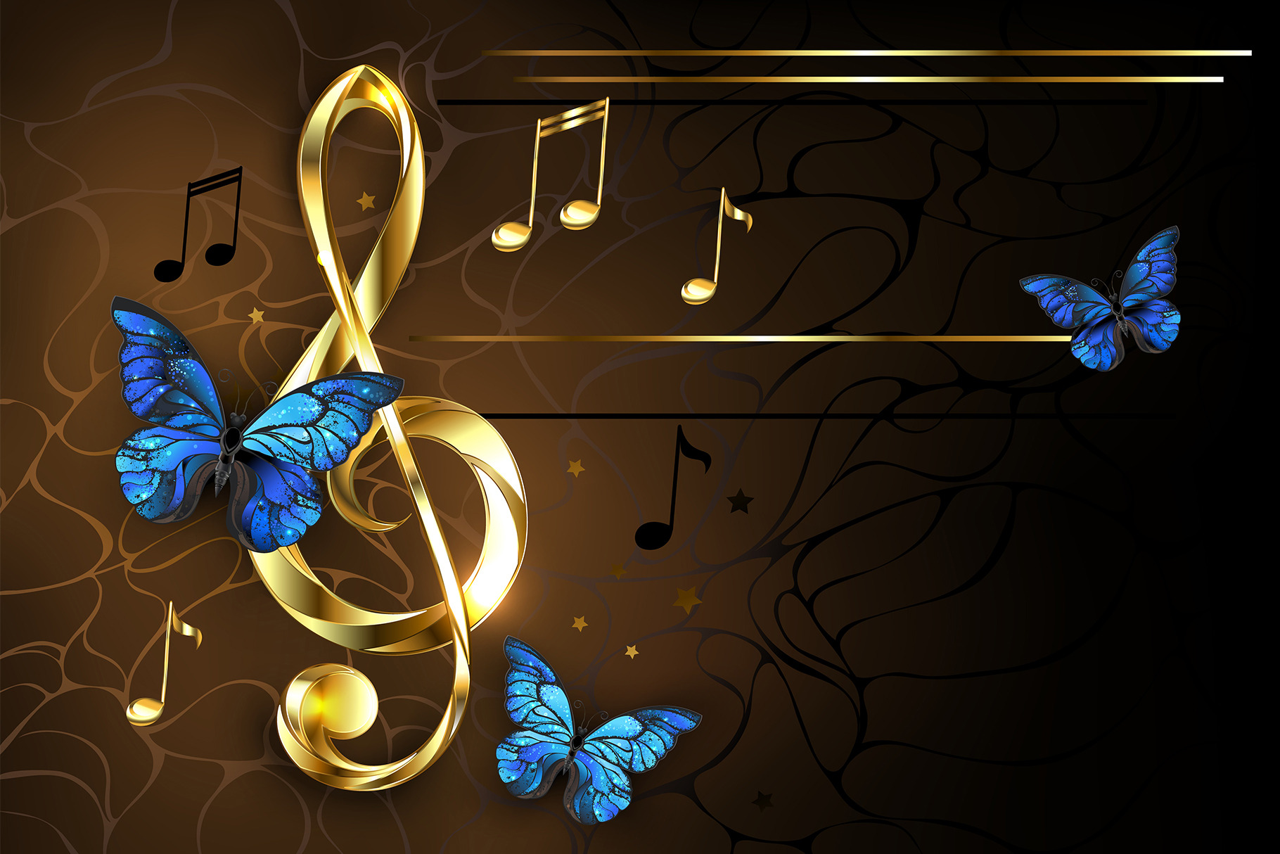 Treble clef with Blue Butterflies, a Texture Illustration by blackmoon9 ...