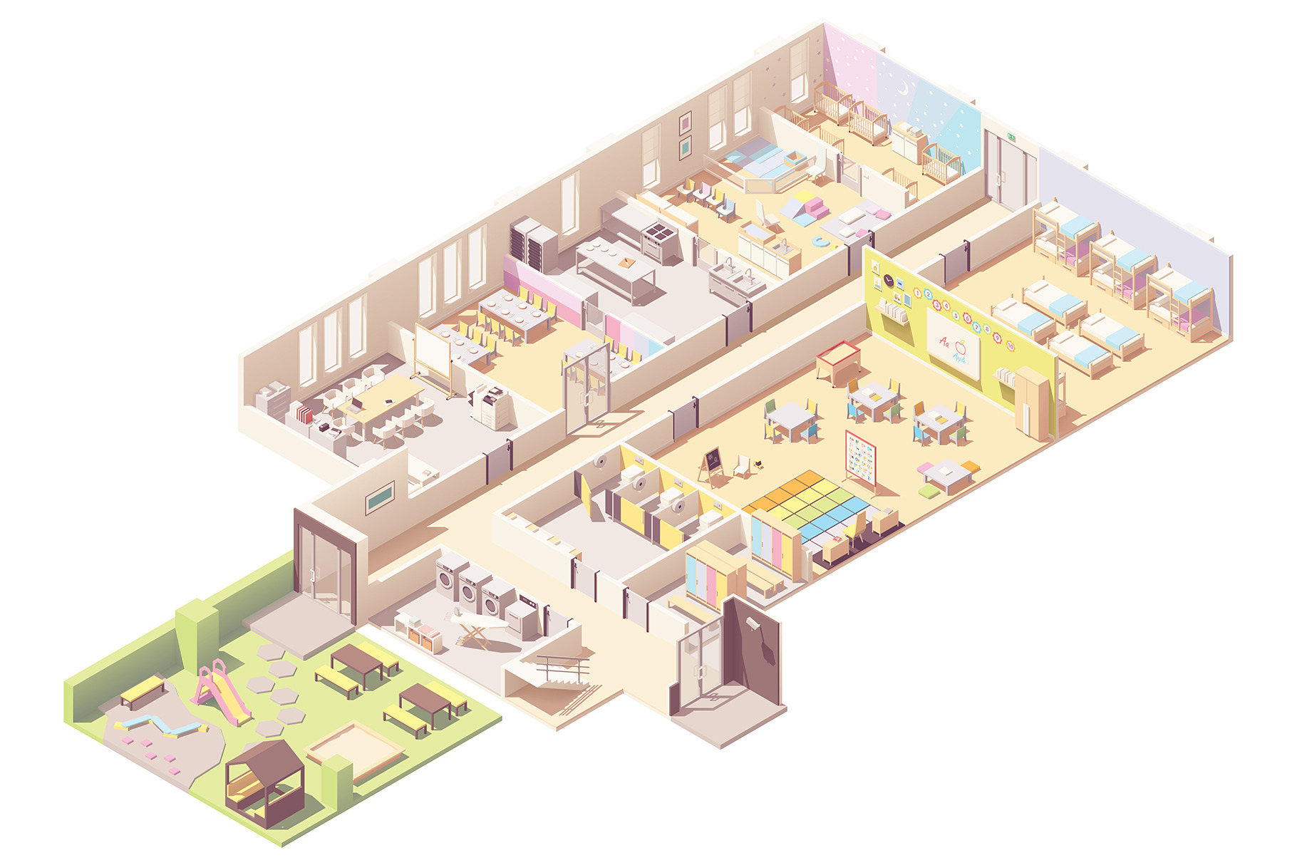 Vector Kindergarten cross-section | Graphics ~ Creative Market