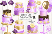 Lilac and Gold Cakes Clip Art, an Illustration by Digital Curio