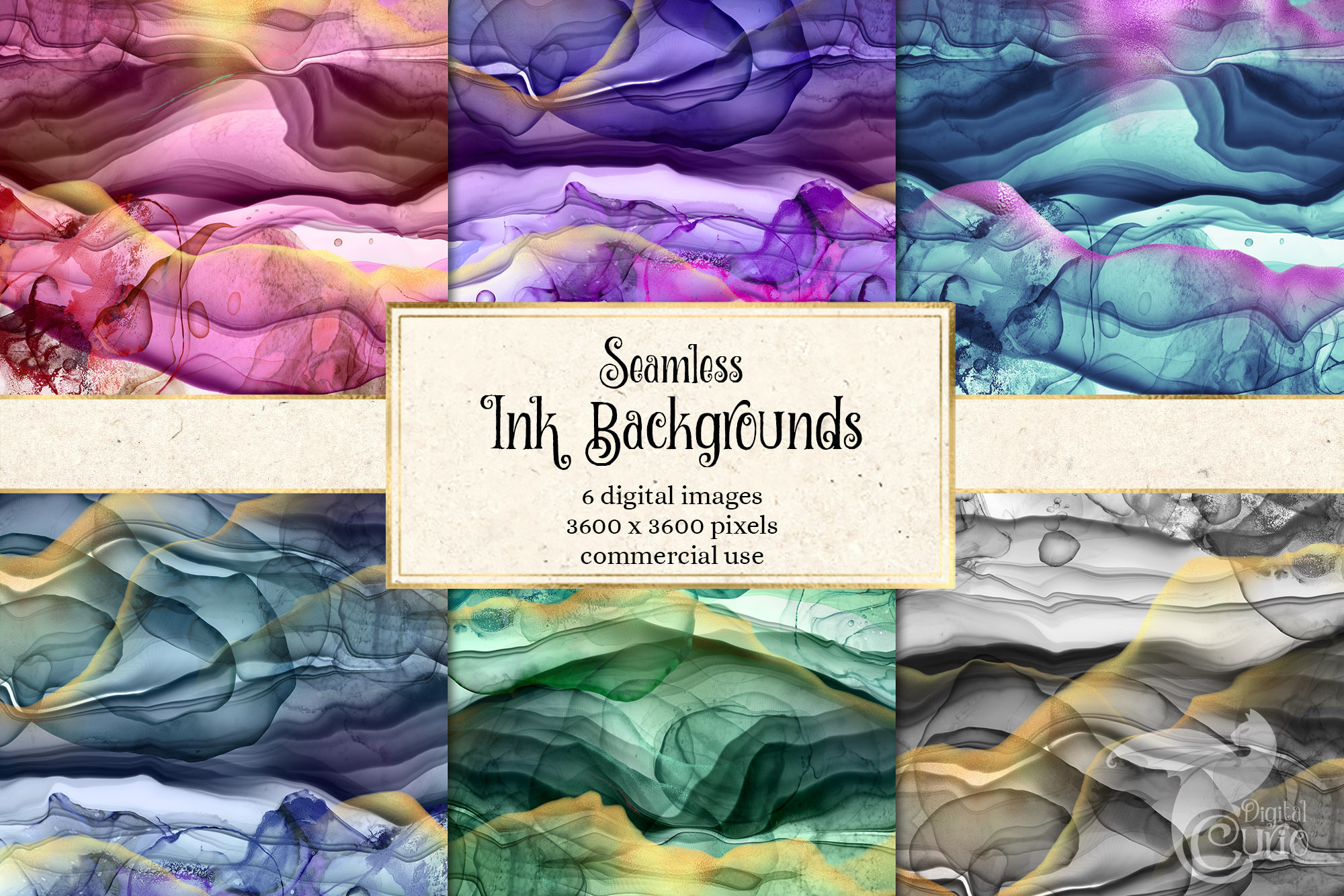 Seamless Ink Backgrounds, a Texture Graphic by Digital Curio | Creative ...
