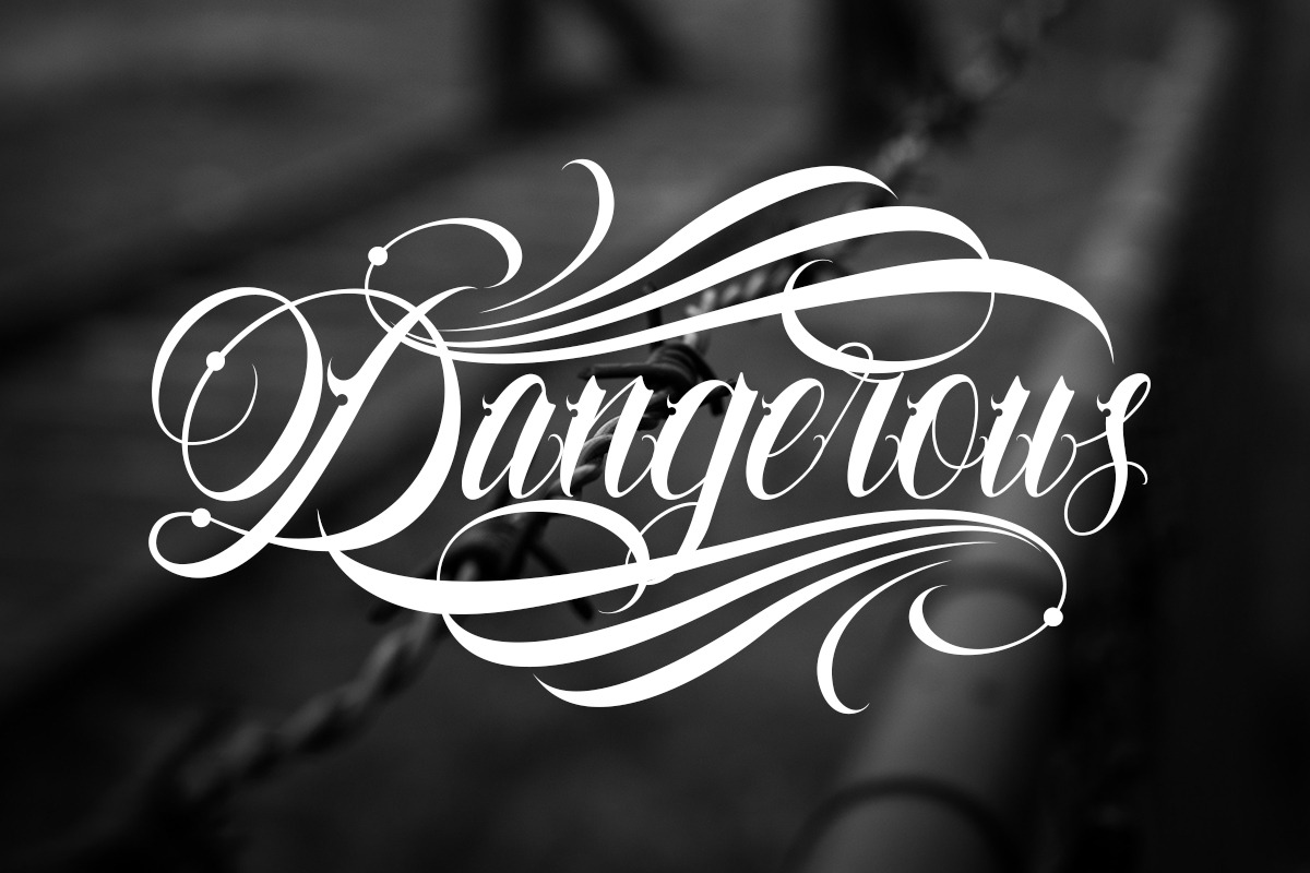 Familia Tattoo Lettering Font, a Script Font by Muntab_Art