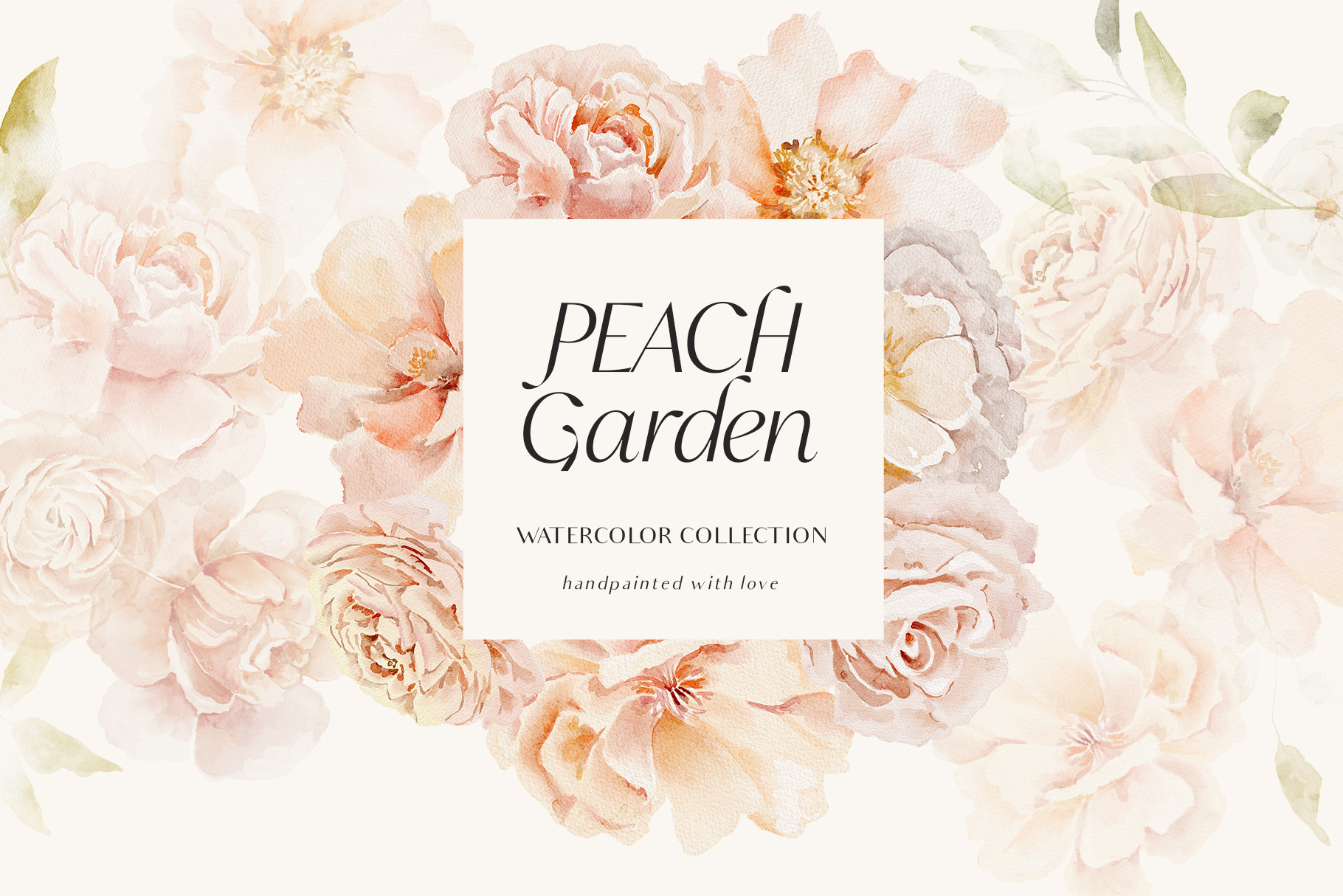 Peach watercolor flowers