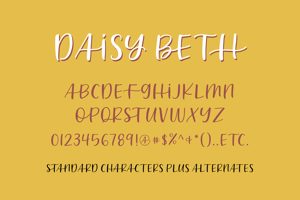 Daisy Beth All Caps Font, a Handwritten Font by Design by Laney