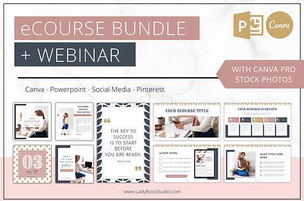 eCourse & Webinar Bundle | Canva PPT, a Presentation Template by Lady Boss Studio