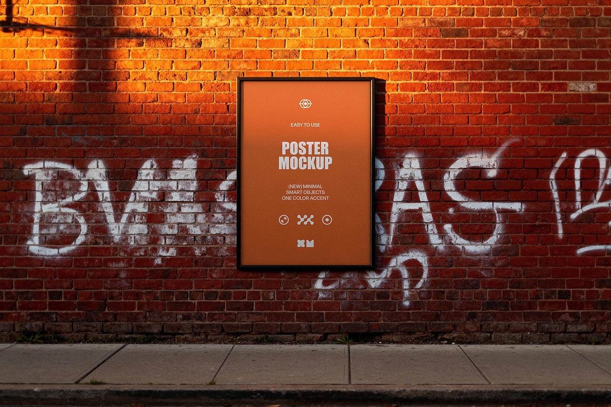 Brick Wall Poster Mockup, an Advertising Mockup by Design Squad