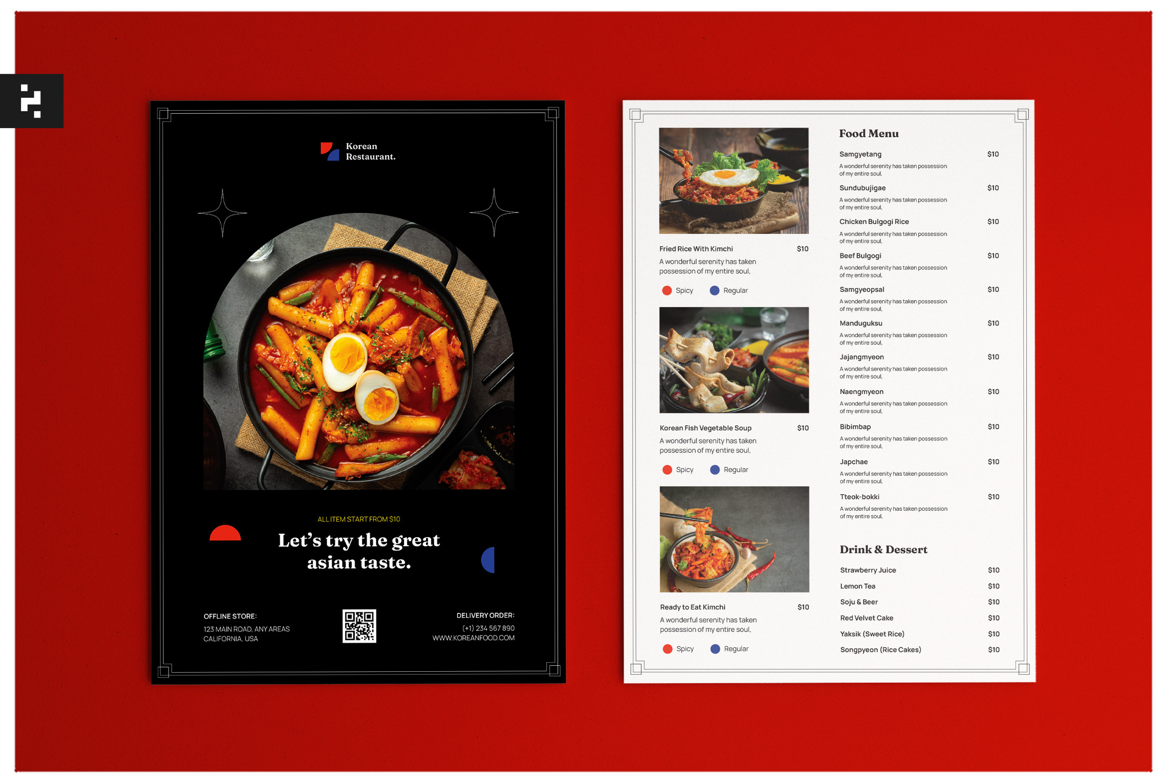 Korean Food Restaurant Menu Template, a Templates & Theme by Neermana