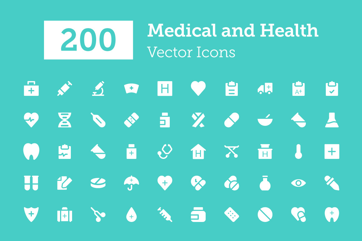 200 Medical and Health Vector Icons | Solid Icons ~ Creative Market