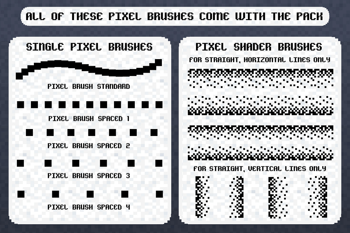 8-bit Pixel Brushes, Patterns & Styles