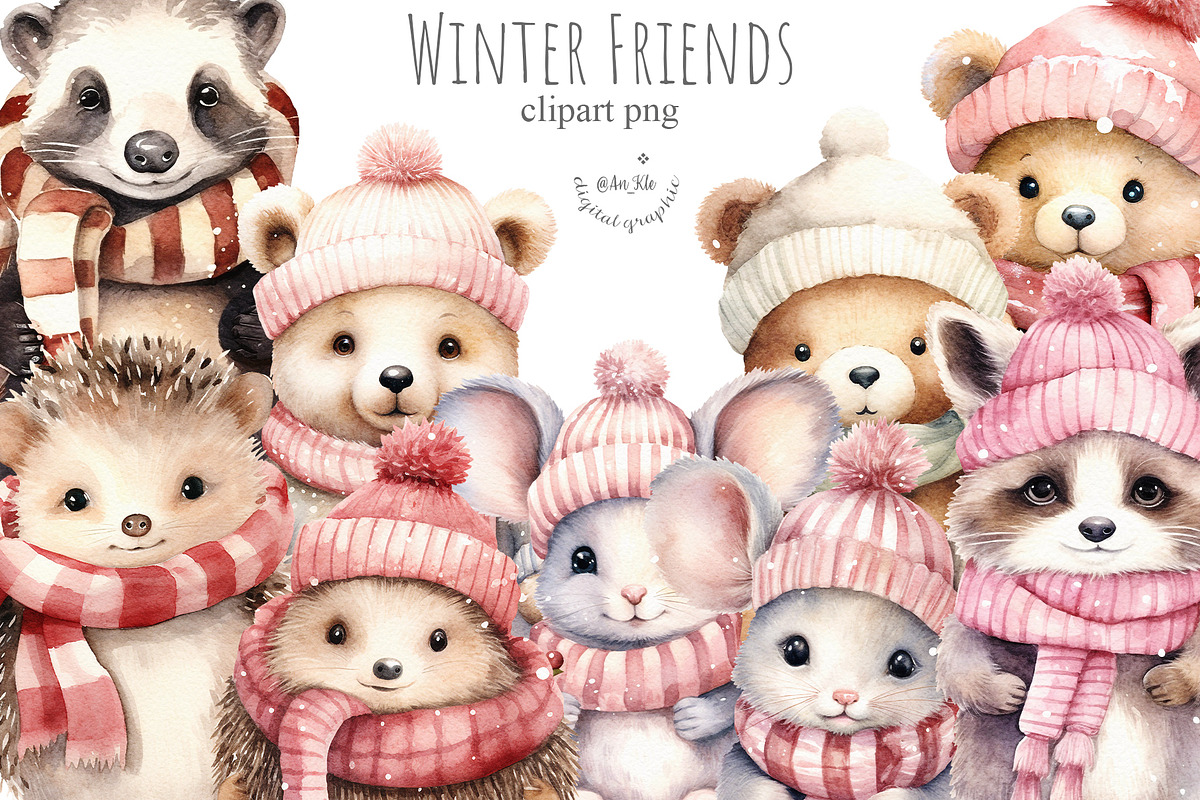 Winter Friends, an Animal Illustration by TheCuteShop