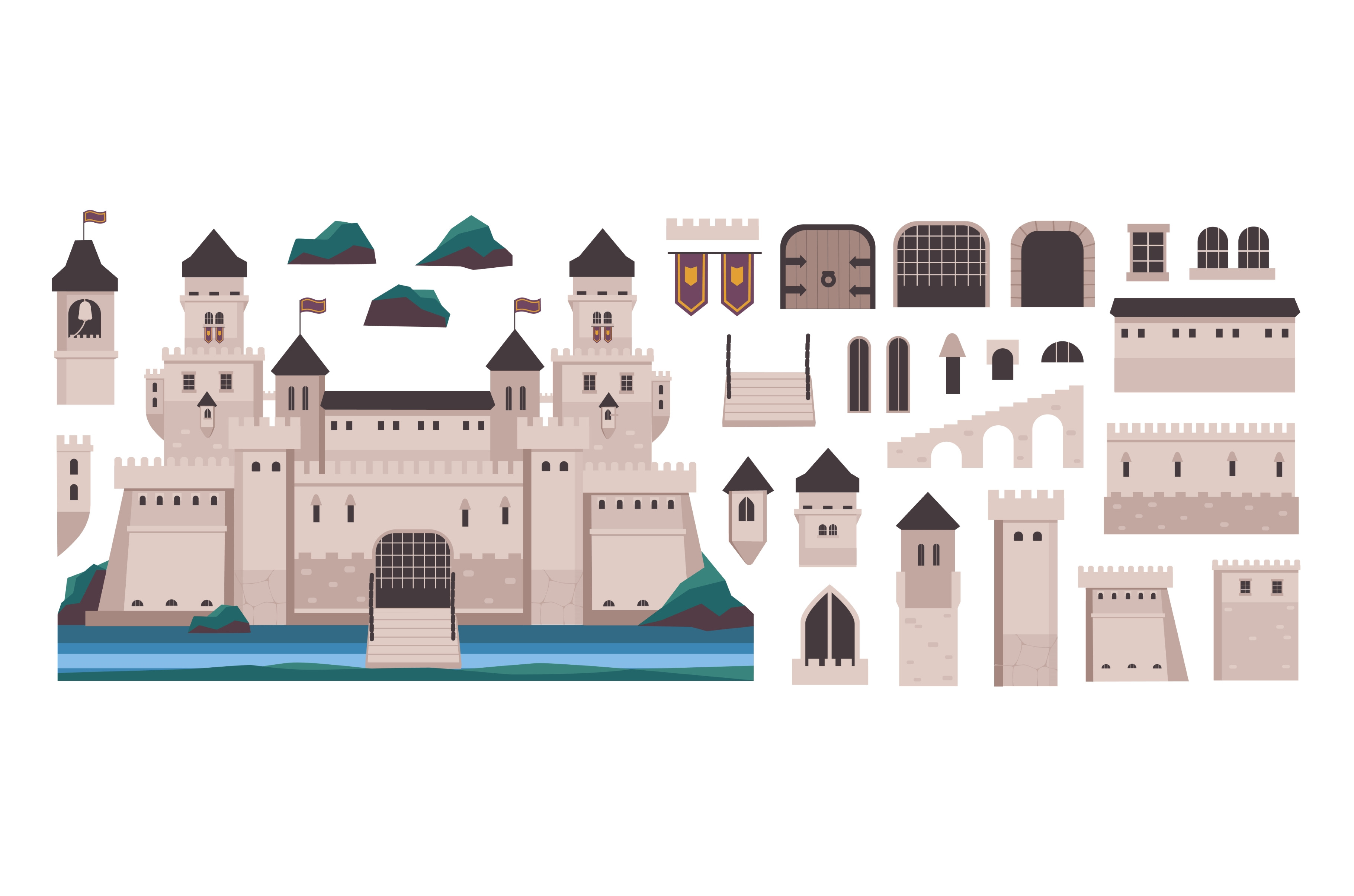 Medieval Castle Creator Kit, an Object Illustration by alexdndz