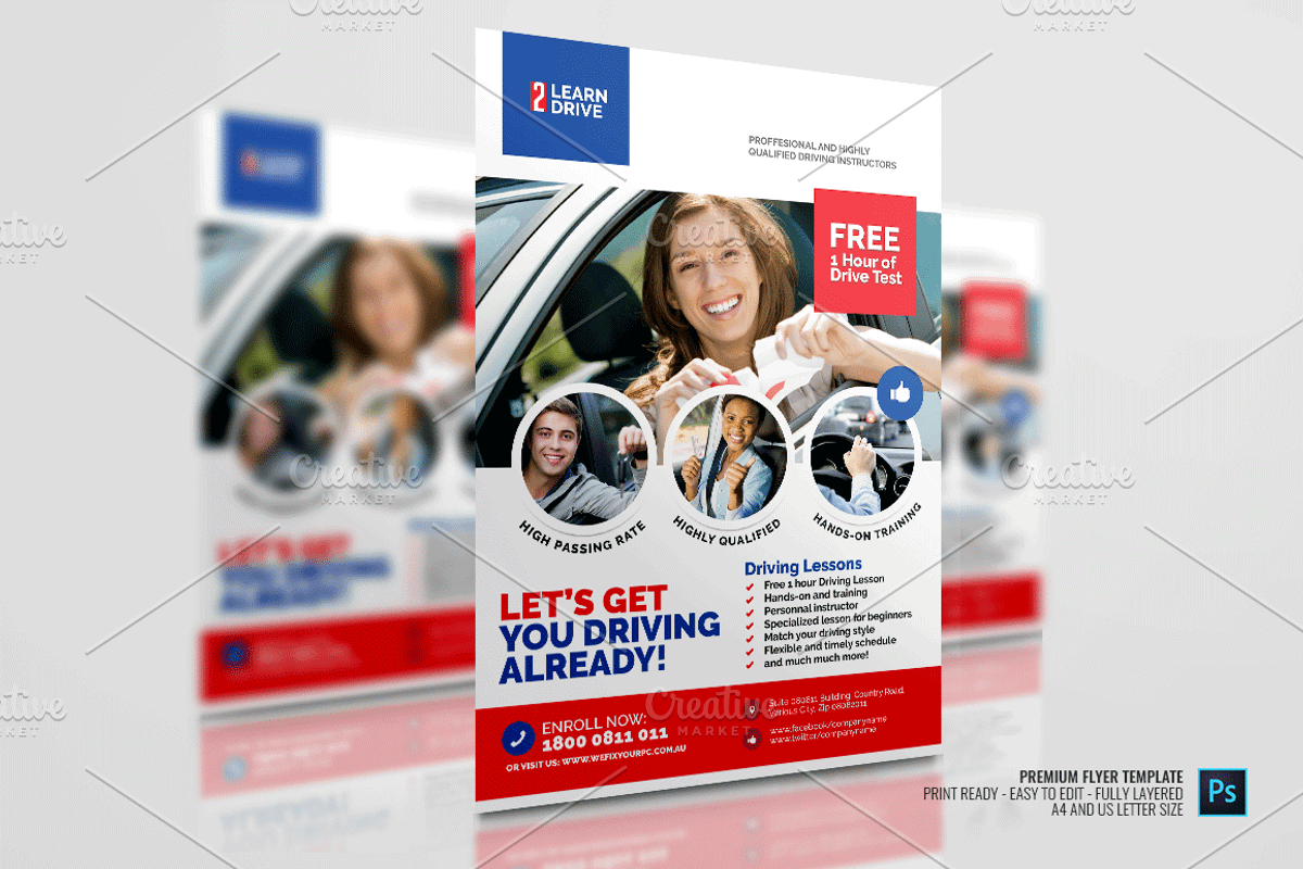 Driving Lesson and Tutorial Flyer, a Flyer Template by PSDPixel