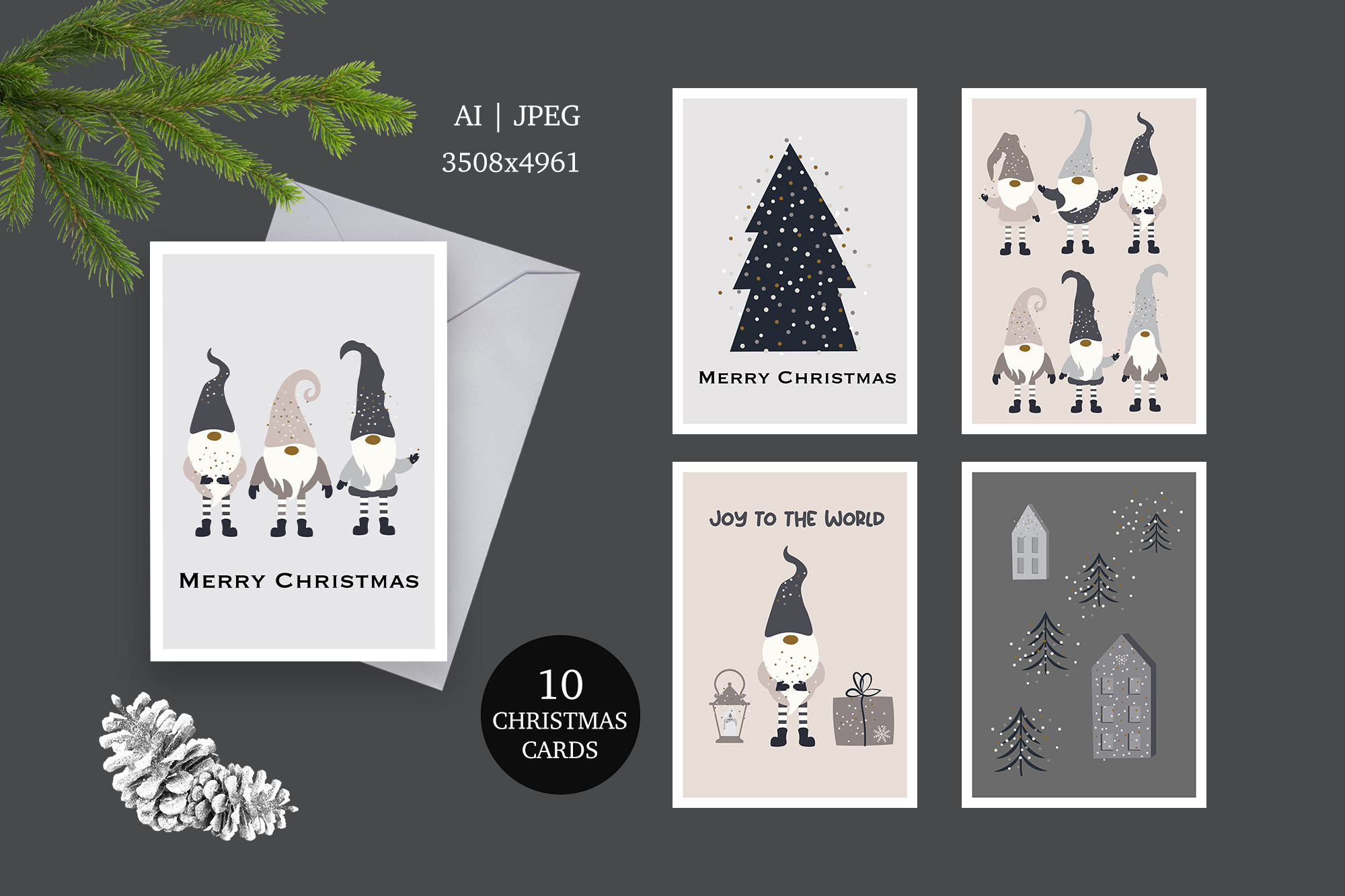 Christmas Gnomes Cards. Winter cards, a Card Template by DysenkaArt