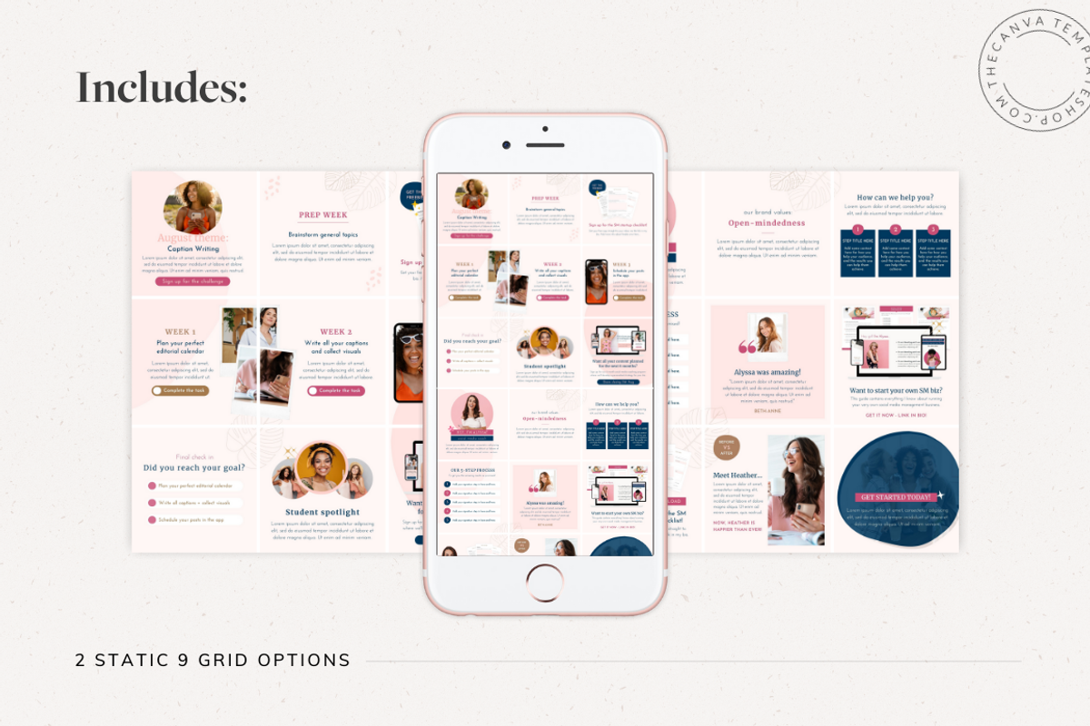 Alyssa Instagram 9-Grid Canva Template | Creative Market