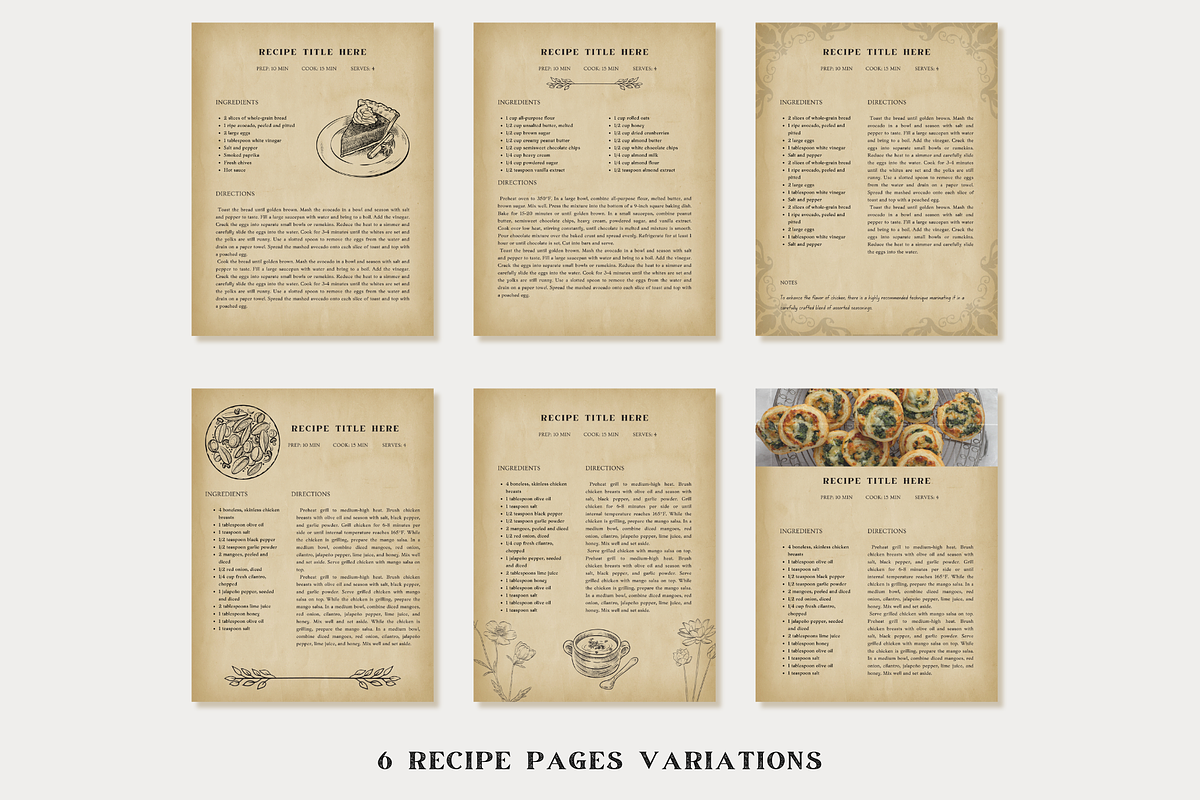 Vintage Cookbook Template CANVA, a Magazine Template by OrganizationOasisRo